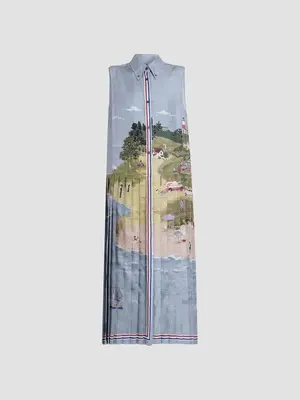 Thom Browne Scenic Coastline Silk Shirtdress - Multi