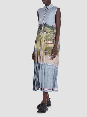 Thom Browne Scenic Coastline Silk Shirtdress