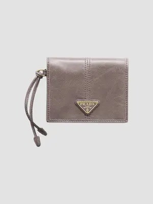 Prada Small Leather Wallet Grey