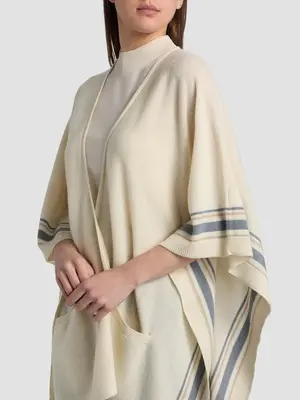 Vince Striped Cashmere Knit Cape