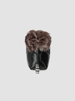 Loewe Flaco Shearling-trim Leather Clutch
