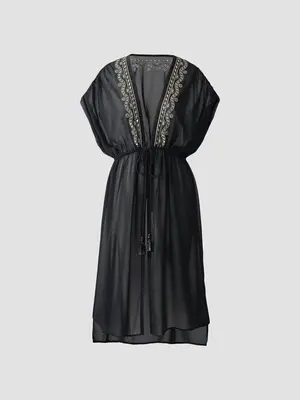 Miraclesuit Beach Etc. Beaded Georgette Kimono-style Cover-up Black
