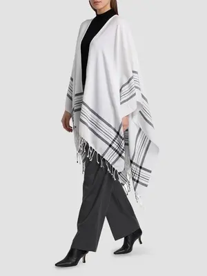 Vince Plaid-trim Cotton-cashmere Cape