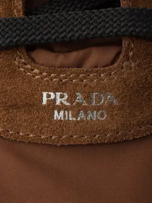 Prada Re-nylon And Suede Elasticized Sneakers - Brown