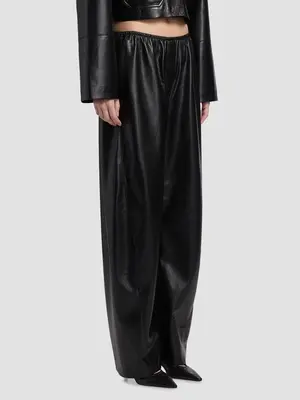 Nanushka Reflections Zoela Faux-leather Barrel-leg Pants