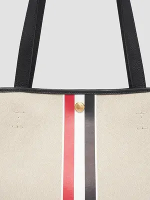Thom Browne Striped Canvas Horizontal Tote Bag