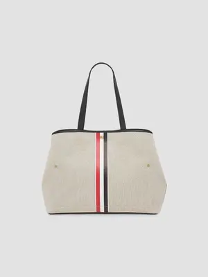 Thom Browne Striped Canvas Horizontal Tote Bag - Black