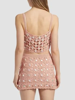 TOCCIN Andrea Faux-pearl-embellished Cotton Tank