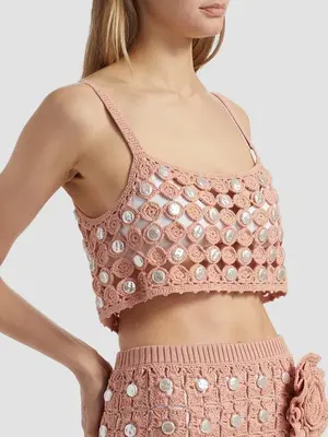 TOCCIN Andrea Faux-pearl-embellished Cotton Tank