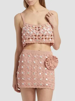 TOCCIN Andrea Faux-pearl-embellished Cotton Tank