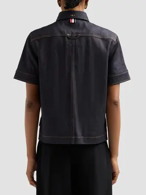 Thom Browne Denim Button-down Short-sleeve Shirt