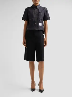 Thom Browne Denim Button-down Short-sleeve Shirt