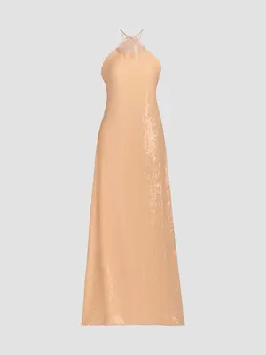 TOCCIN Monica Sequined Halter Gown - Prosecco