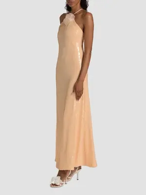 TOCCIN Monica Sequined Halter Gown