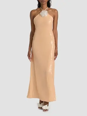 TOCCIN Monica Sequined Halter Gown