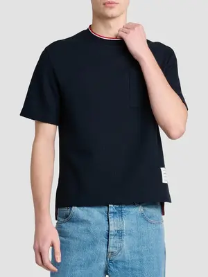 Thom Browne Rwb Tipped Crewneck Cotton-linen T-shirt