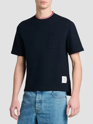 Thom Browne Rwb Tipped Crewneck Cotton-linen T-shirt