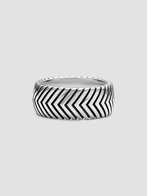 David Yurman Chevron Band Ring In Sterling 10mm - Silver