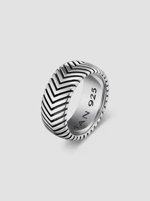 David Yurman Chevron Band Ring In Sterling 10mm