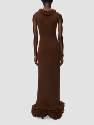 Loewe Fringe Knit Crewneck Maxi Dress