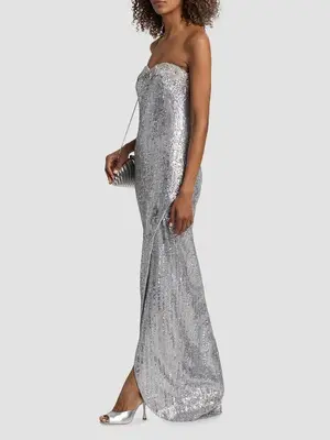 Pamella Roland Embellished Strapless Column Gown