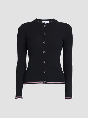 Thom Browne Rwb Rib-stitch Wool Cardigan