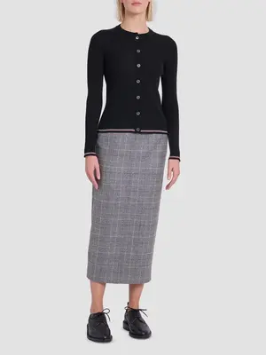 Thom Browne Rwb Rib-stitch Wool Cardigan