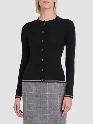 Thom Browne Rwb Rib-stitch Wool Cardigan