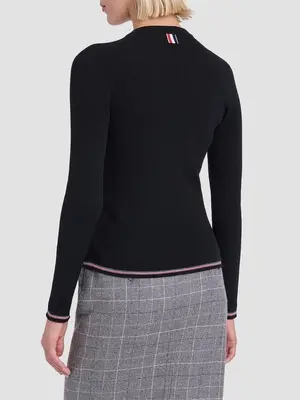 Thom Browne Rwb Rib-stitch Wool Cardigan