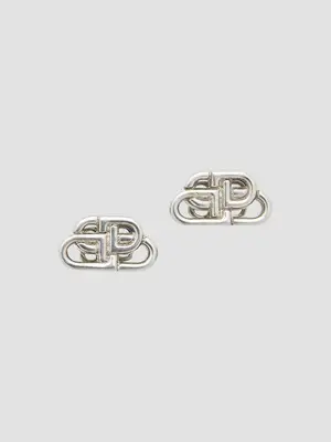 Balenciaga Bb Xs Stud Earrings - Silver