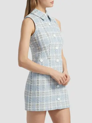 TOCCIN Sophia Plaid Tweed Button-front Minidress