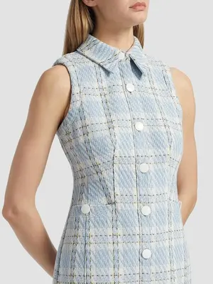 TOCCIN Sophia Plaid Tweed Button-front Minidress
