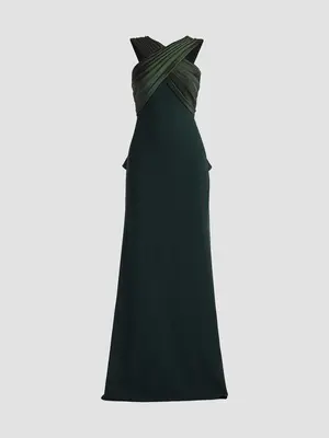 Tadashi Shoji Caro Cascading Halter Gown