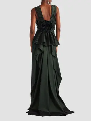 Tadashi Shoji Caro Cascading Halter Gown