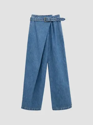Loewe Draped Washed-cotton Belted Jeans