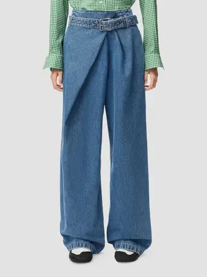 Loewe Draped Washed-cotton Belted Jeans