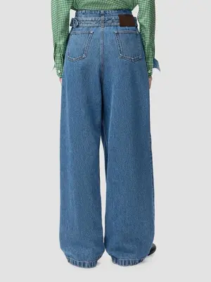 Loewe Draped Washed-cotton Belted Jeans