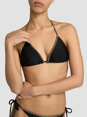 Ramy Brook Nikoleta Braided Triangle Bikini Top - Black