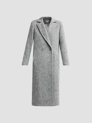 Sofia Cashmere Herringbone Double-breasted Long Coat