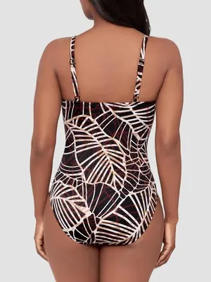 Miraclesuit Lets Be Fronds Kara Floral Swimsuit - Black Multi