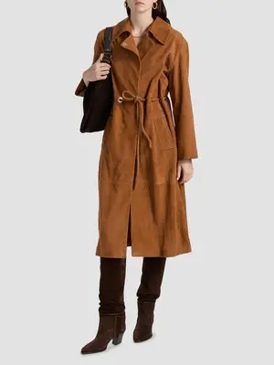 Ba&sh Matte Suede Trench Coat