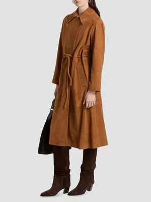 Ba&sh Matte Suede Trench Coat