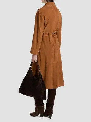 Ba&sh Matte Suede Trench Coat