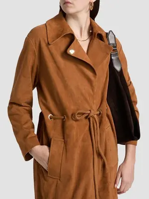 Ba&sh Matte Suede Trench Coat