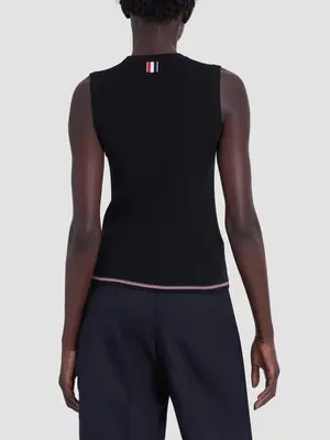 Thom Browne Rwb Stripe Wool Rib-stitch Shell Top - Black