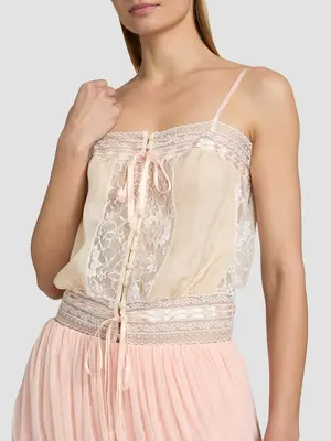 Ronny Kobo Laila Silk Lace-trim Top