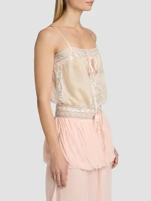 Ronny Kobo Laila Silk Lace-trim Top