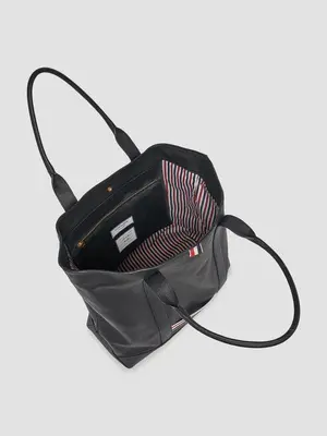 Thom Browne Striped-detail Pebbled Leather Tote Bag