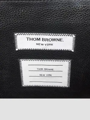 Thom Browne Striped-detail Pebbled Leather Tote Bag