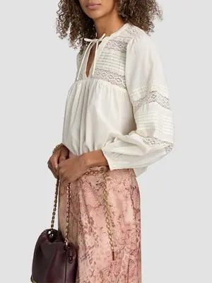 Ba&sh Nami Lace Insert Cotton Blouse
